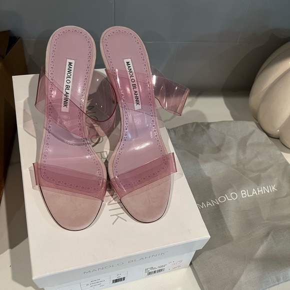 Manolo Blahnik | Shoes | Manolo Clear Strap Heels | Poshmark